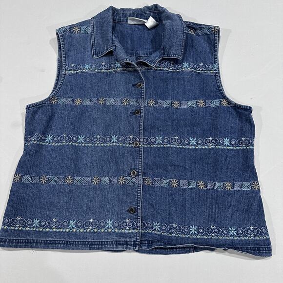 Alfred Dunner | Jackets & Coats | Alfred Dunner Vest Xl Blue Denim ...